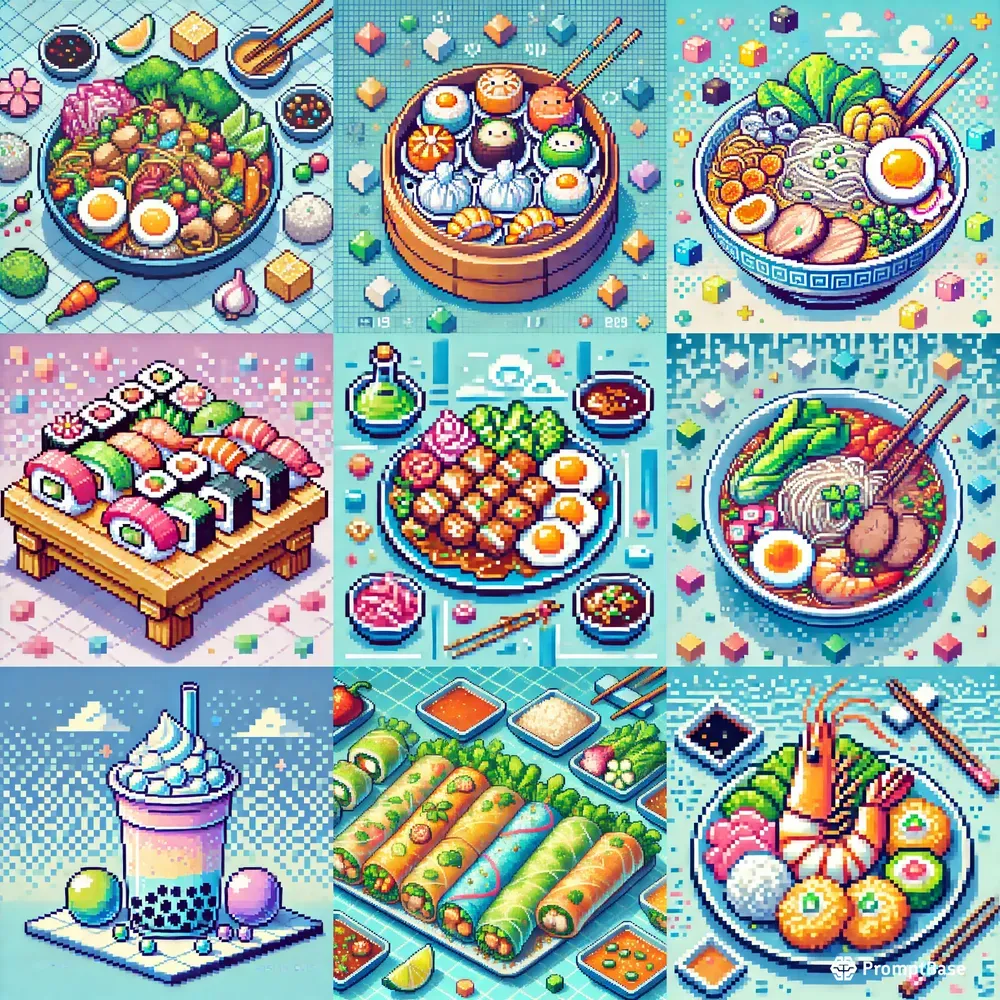 Pixel Art Panasian Menus DALL·E Prompt | PromptBase