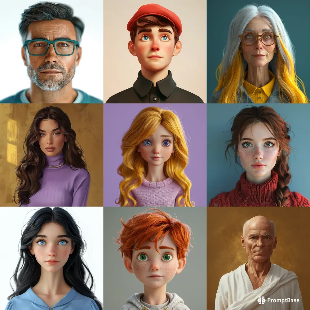 3D Avatar Templates For Webs Midjourney Prompt | PromptBase