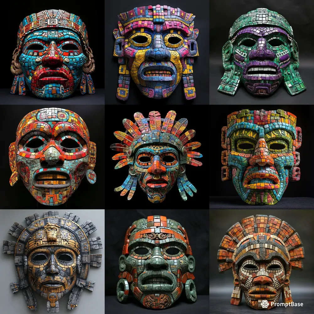 Aztec Masks Midjourney Prompt | PromptBase