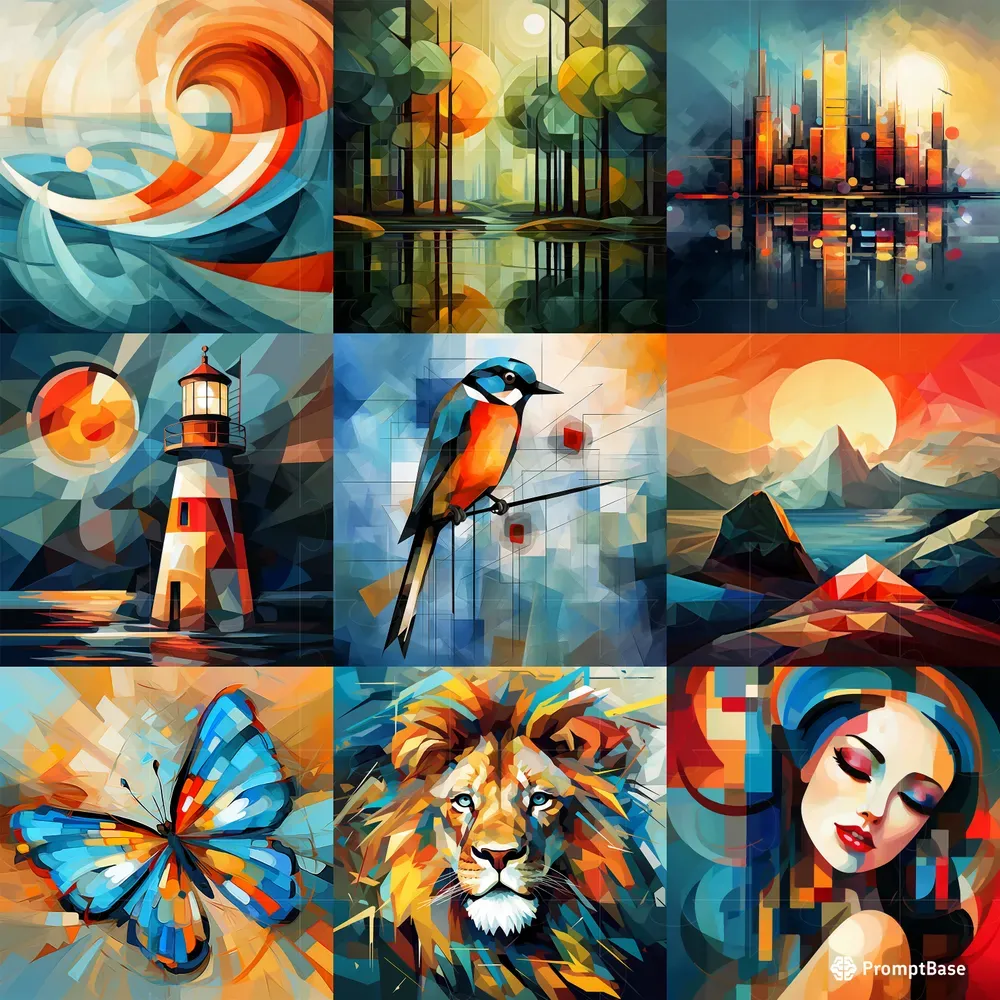 Cubist Digital Abstract Paintings Midjourney Prompt | PromptBase