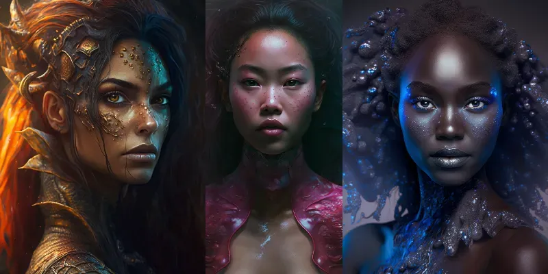 Epic Beautiful Mermaid Hybrid Portraits Midjourney Prompt | PromptBase