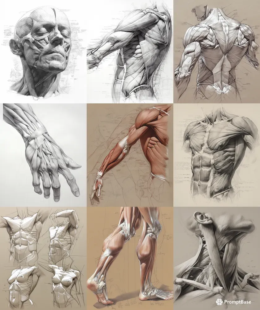 Detailed Pencil Sketch Anatomies Midjourney Prompt | PromptBase