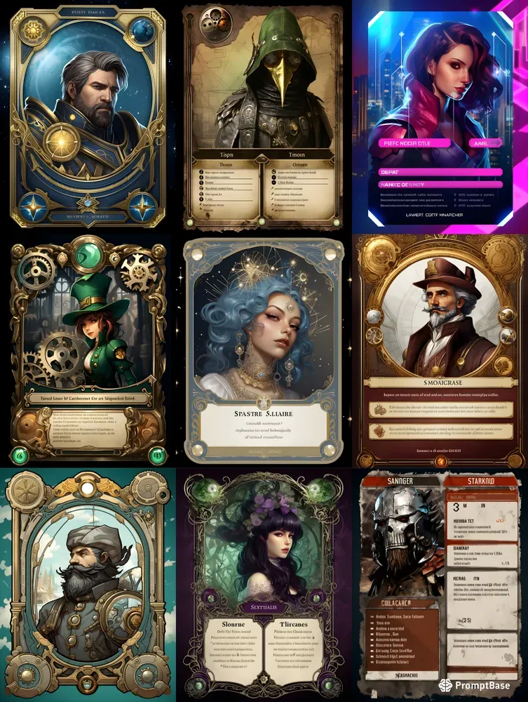 Character Card Designs Midjourney Prompt | PromptBase