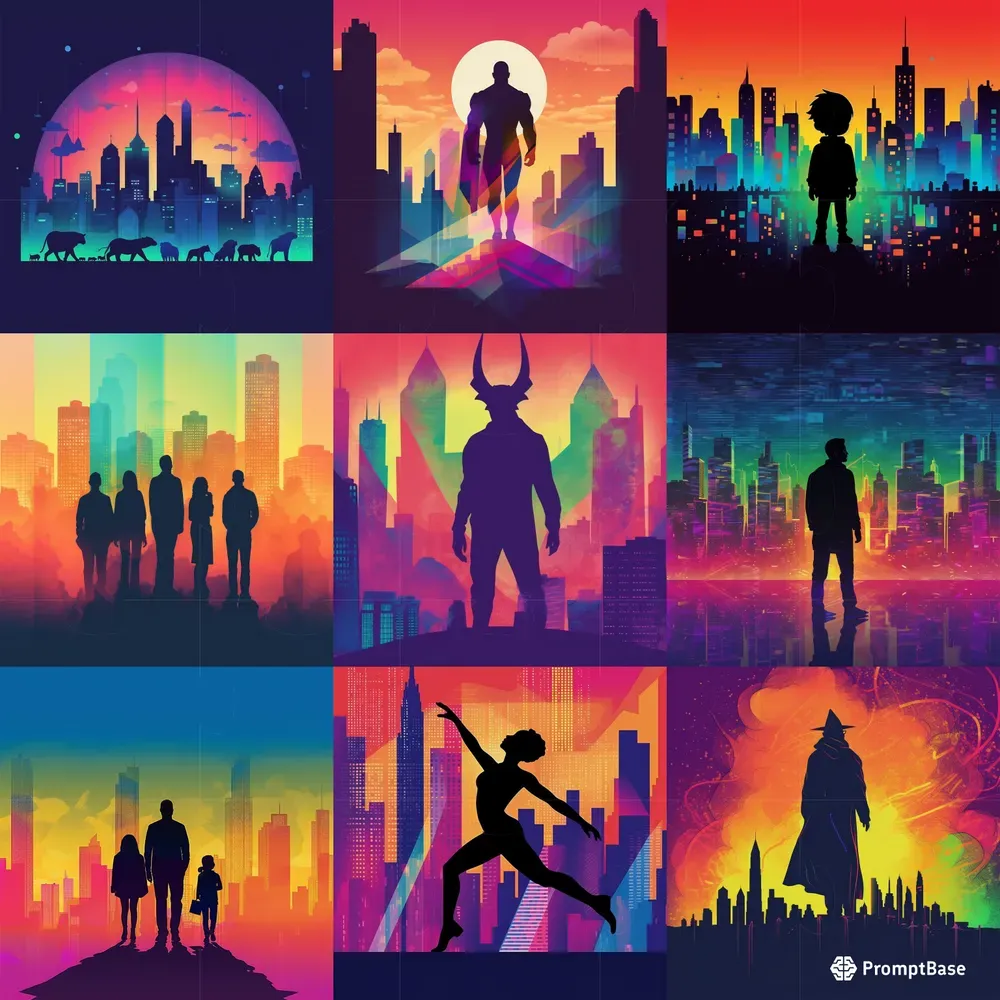 Silhouette Illustations Midjourney Prompt | PromptBase