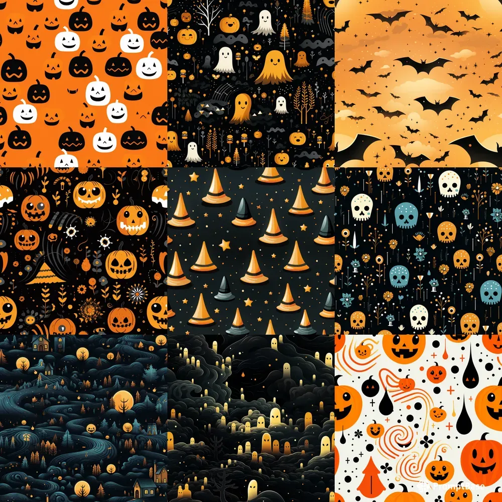 Cute Halloween Patterns Midjourney Prompt | PromptBase