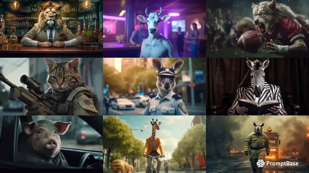 Animals In Human Forms Midjourney Prompt | PromptBase