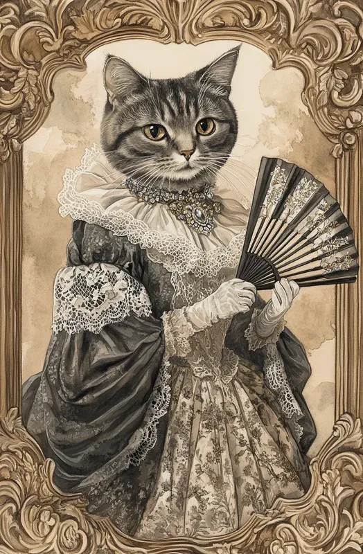 Regal Cats Watercolor Art Midjourney Prompt | PromptBase