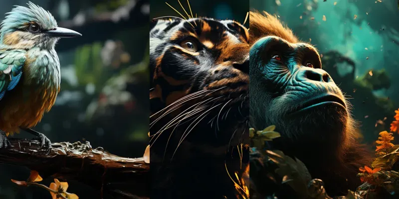 Majestic Animals In Sunlit Rainforests Midjourney Prompt | PromptBase