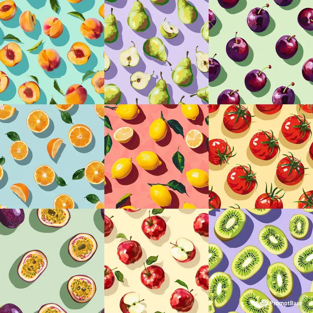 Fruits Loops Repeating Patterns Pop Art Midjourney Prompt | PromptBase