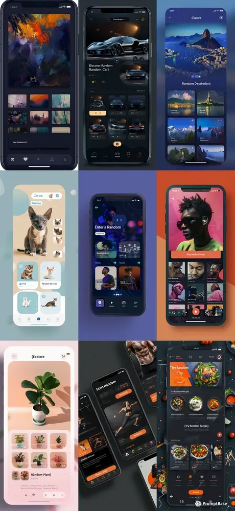Mobile App Home Screen Ui Designs Midjourney Prompt | PromptBase
