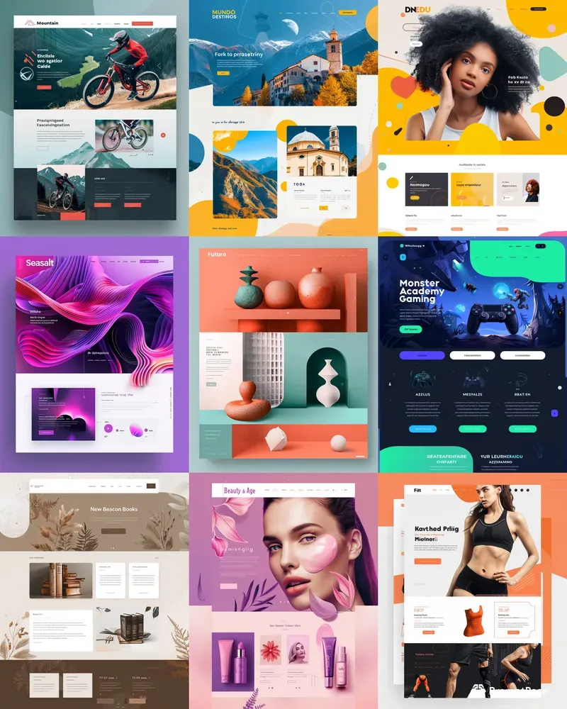 Vibrant Website Designs Midjourney Prompt | PromptBase