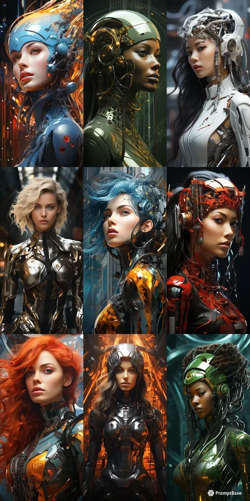 Realistic Mechanical Cyborg Women Midjourney Prompt | PromptBase