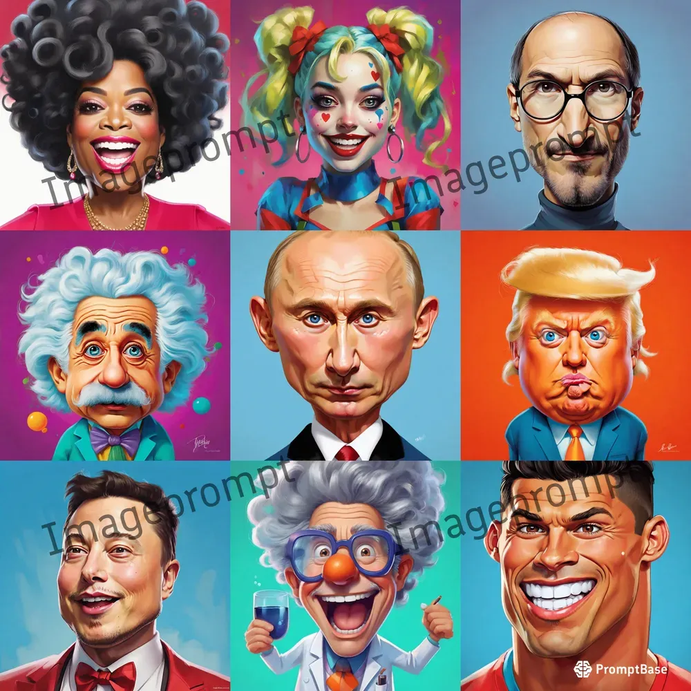 Funny Famous Figure Caricatures Leonardo Ai Prompt | PromptBase