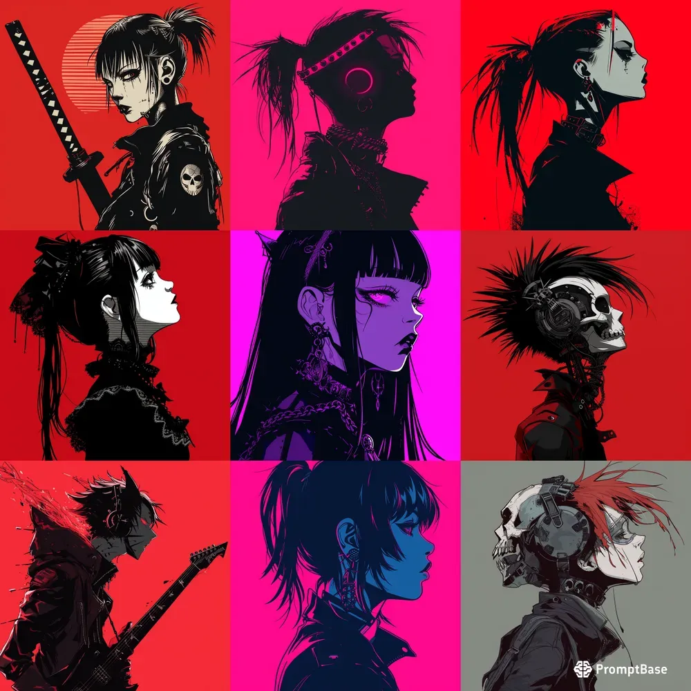 Gothic Punk Anime Pft Characters NFTs Midjourney Prompt | PromptBase