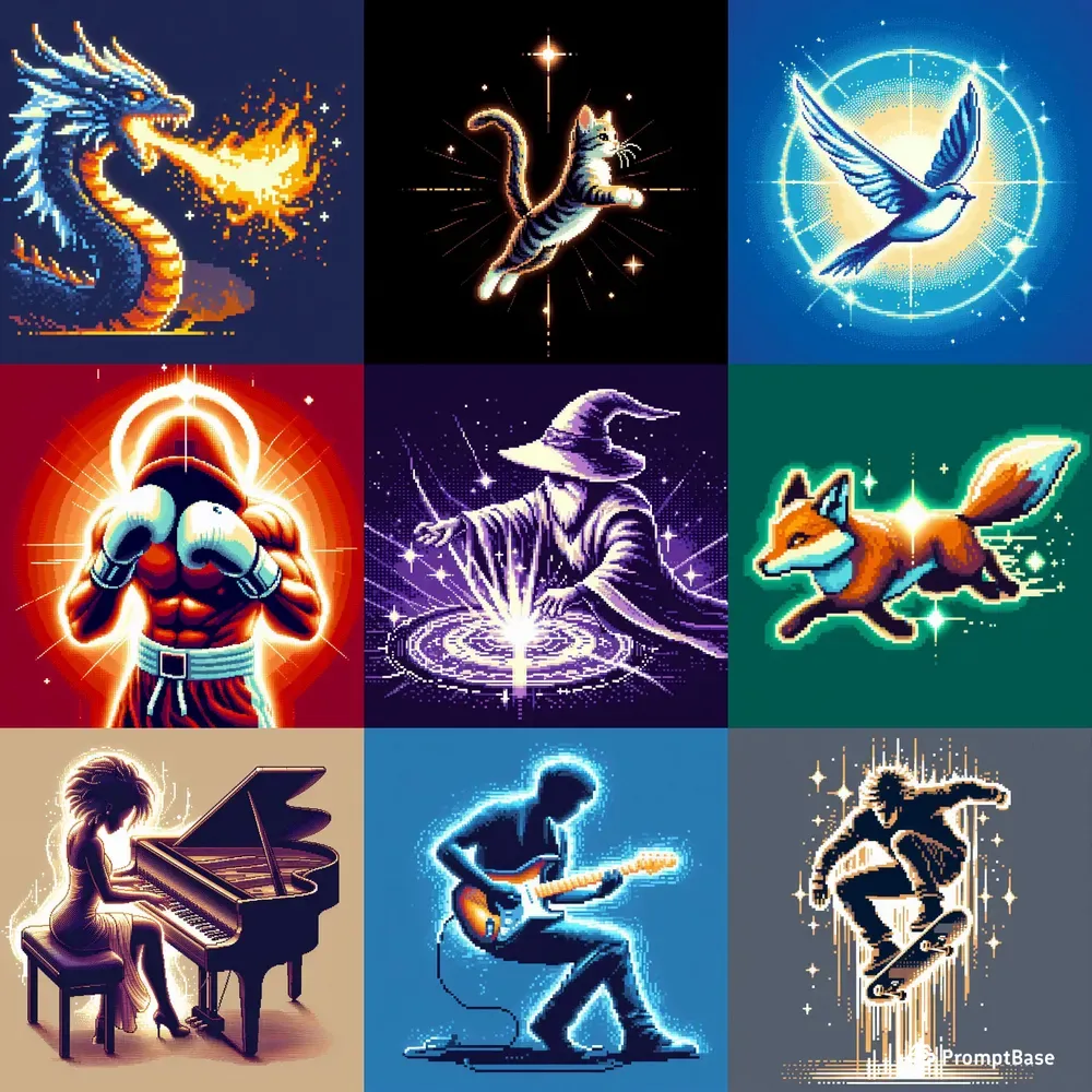 Pixel Art Glowing Auras DALL·E Prompt | PromptBase