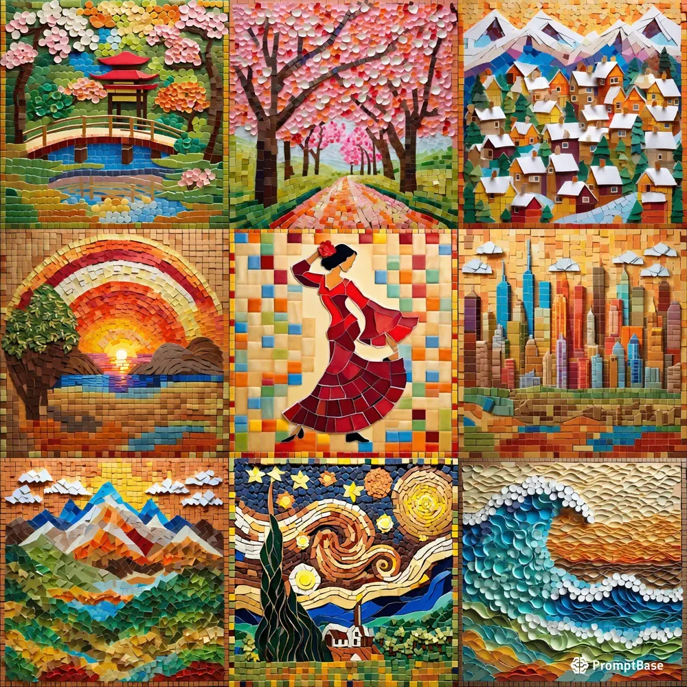 Paper Mosaics Stable Diffusion Prompt | PromptBase