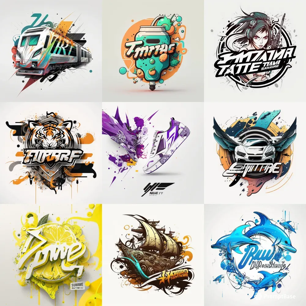 2D Graffiti-like Brand Logos Midjourney Prompt | PromptBase