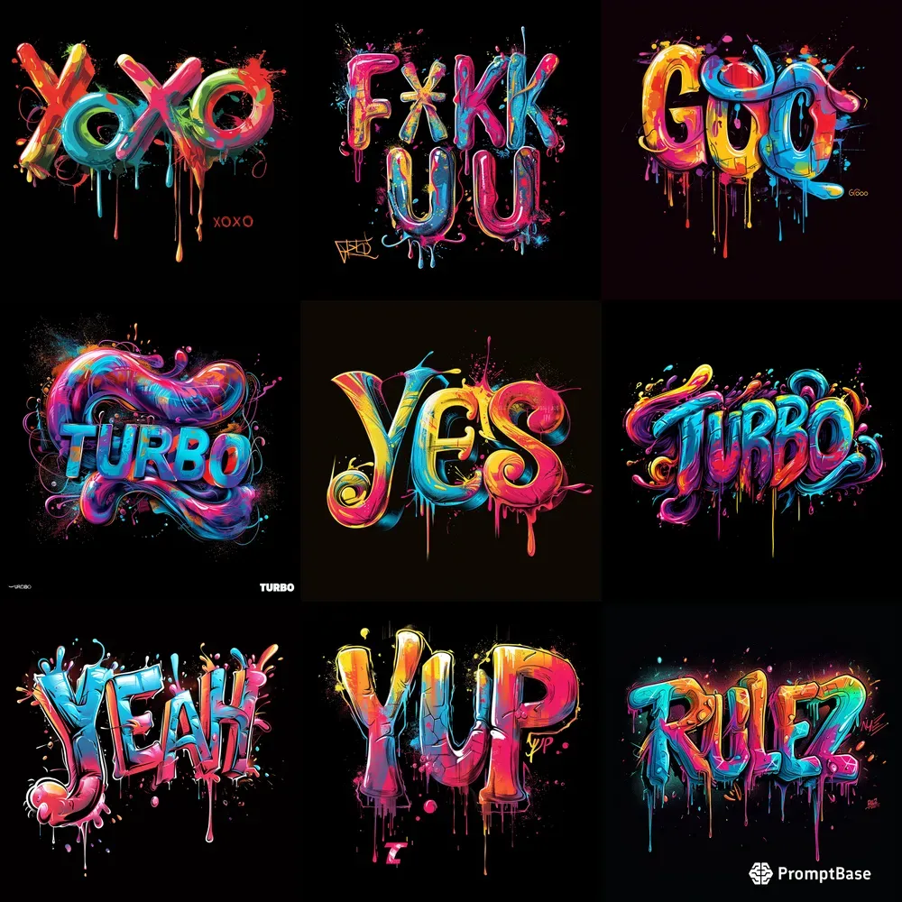 Impactful Graffiti Style Custom Texts Midjourney Prompt | PromptBase