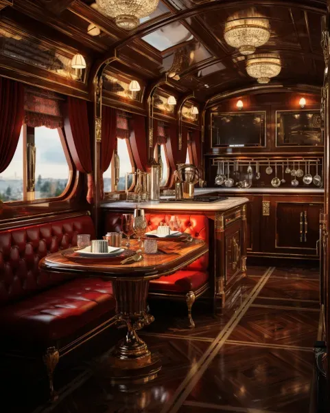 Luxury Train Car Interior Designs Midjourney Prompt | PromptBase