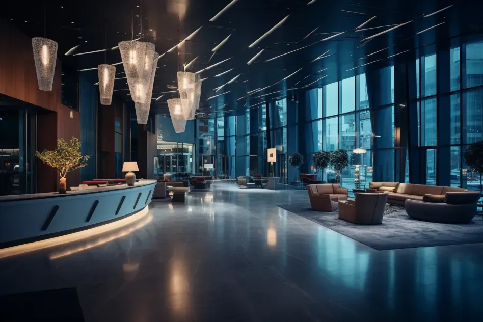 Hotel Lobby Design Concept Photos Midjourney Prompt | PromptBase