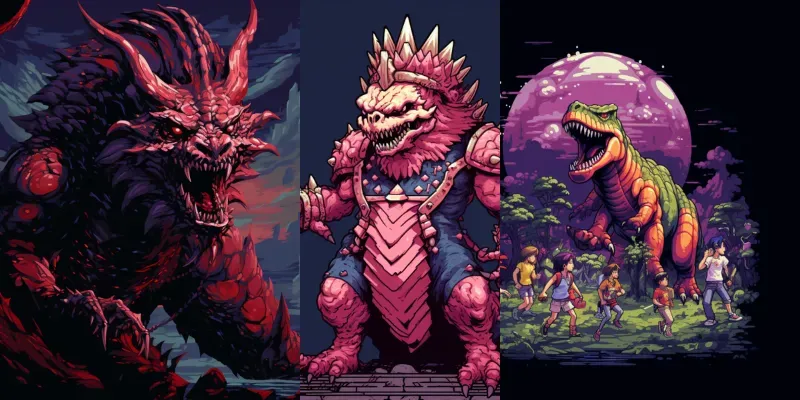 Retro RPG Boss Designs Midjourney Prompt | PromptBase