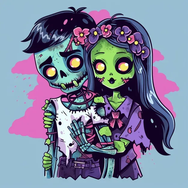 Monster Couples Valentines Day Designs Midjourney Prompt | PromptBase