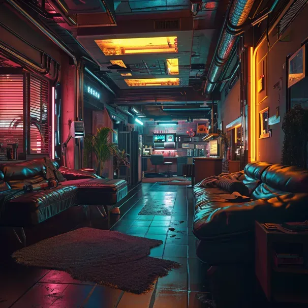 Cyberpunk Interior Design And Real Estate Midjourney Prompt | PromptBase