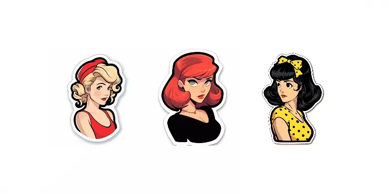 Pinup Stickers Midjourney Prompt | PromptBase