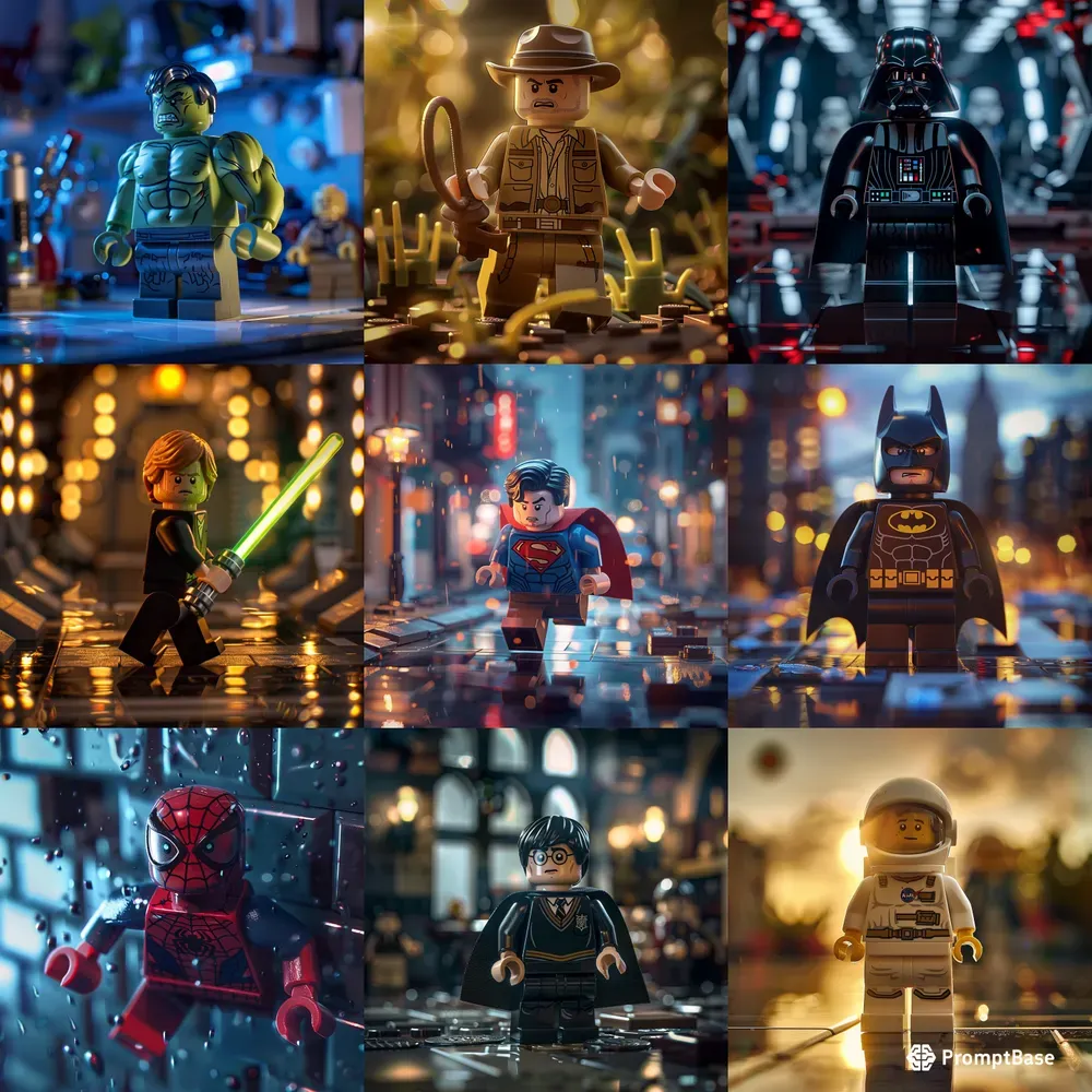Cinematic Classic Lego Character Figures Midjourney Prompt | PromptBase