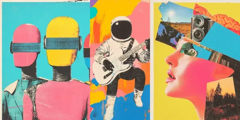 Retrofuturistic Collage Art Generator App | PromptBase