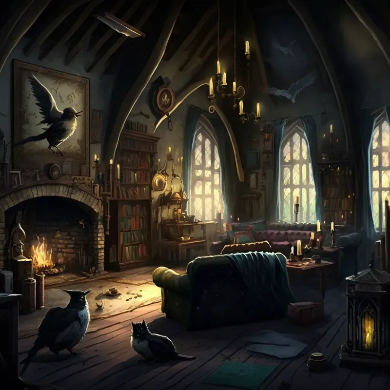 Wizard Common Rooms Midjourney Prompt | PromptBase