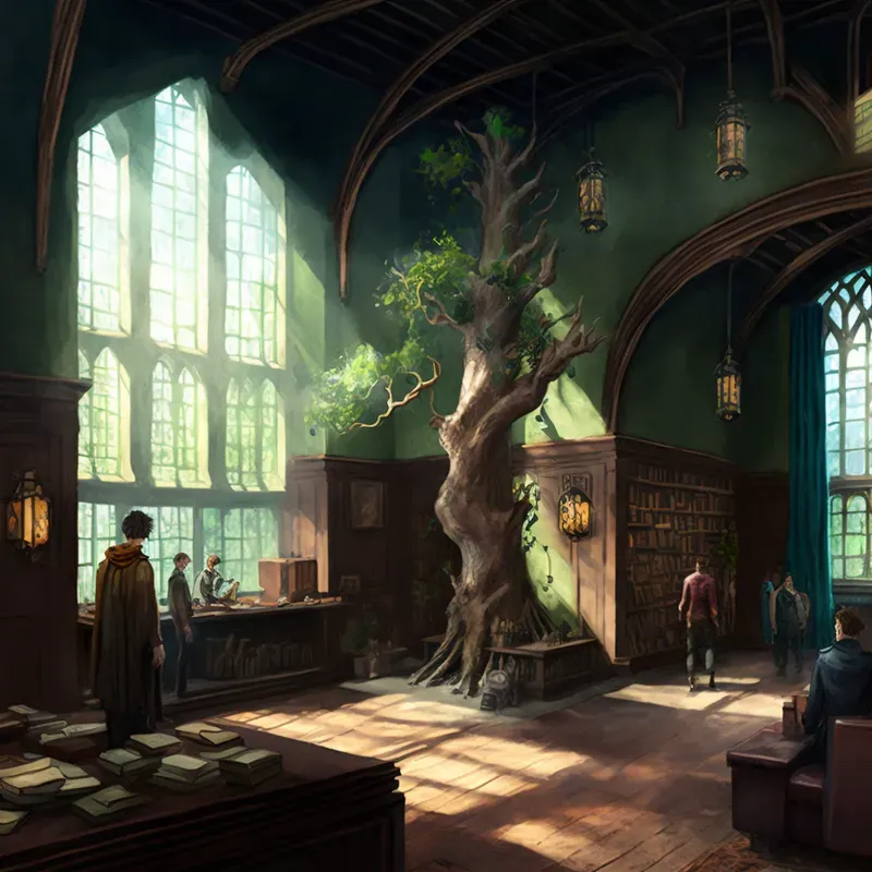 Wizard Common Rooms Midjourney Prompt | PromptBase