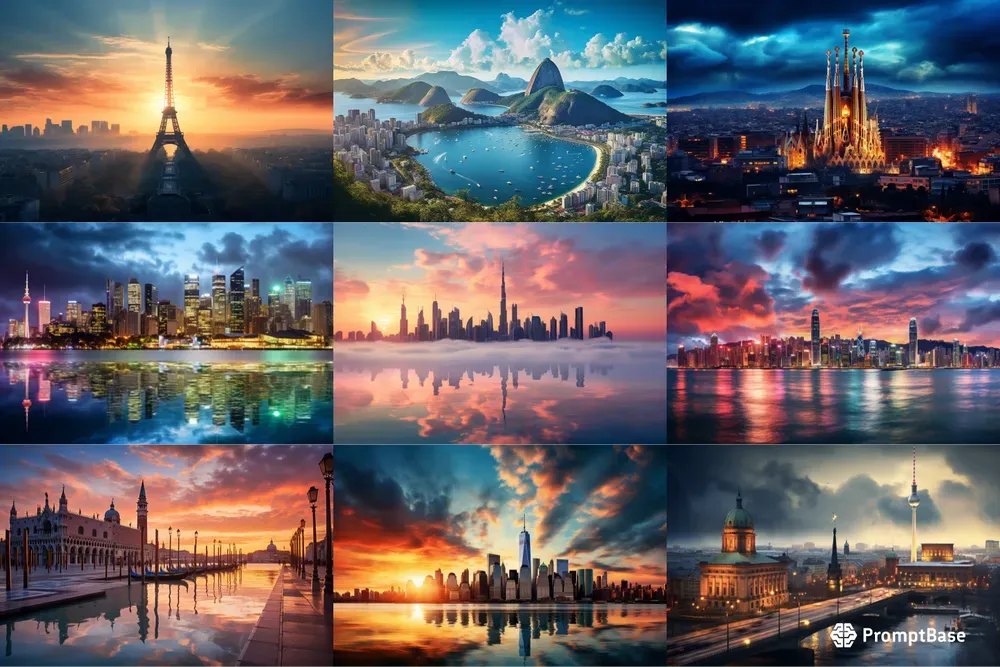 Customizable HDr City Skyline Photos Midjourney Prompt | PromptBase