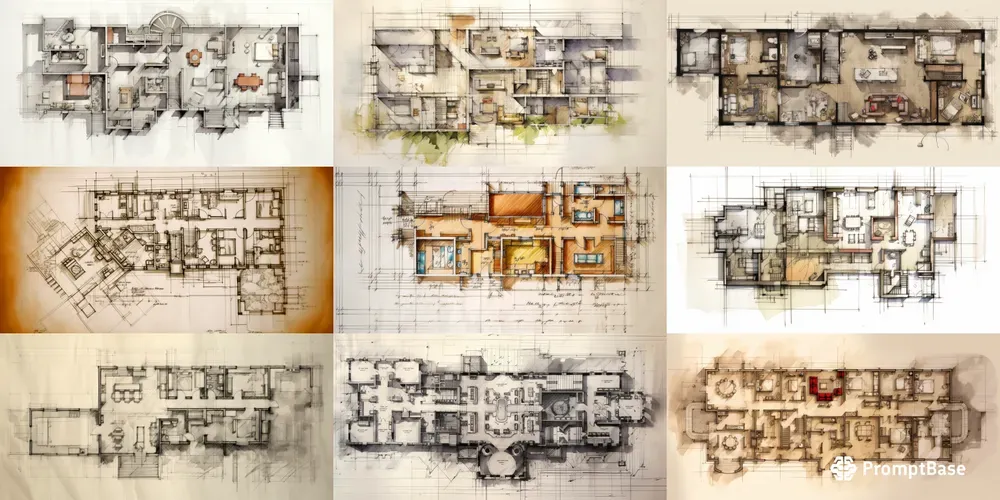 Linear House Plans Midjourney Prompt | PromptBase