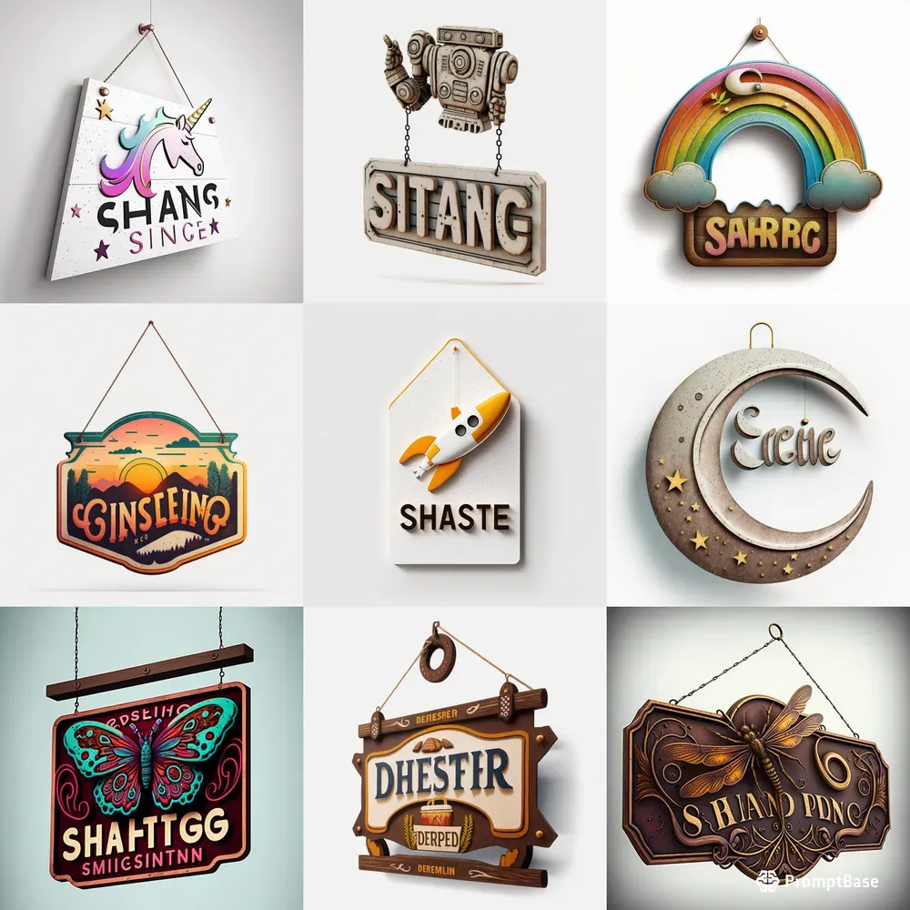 Artistic Hanging Shop Sign Designs Midjourney Prompt | PromptBase