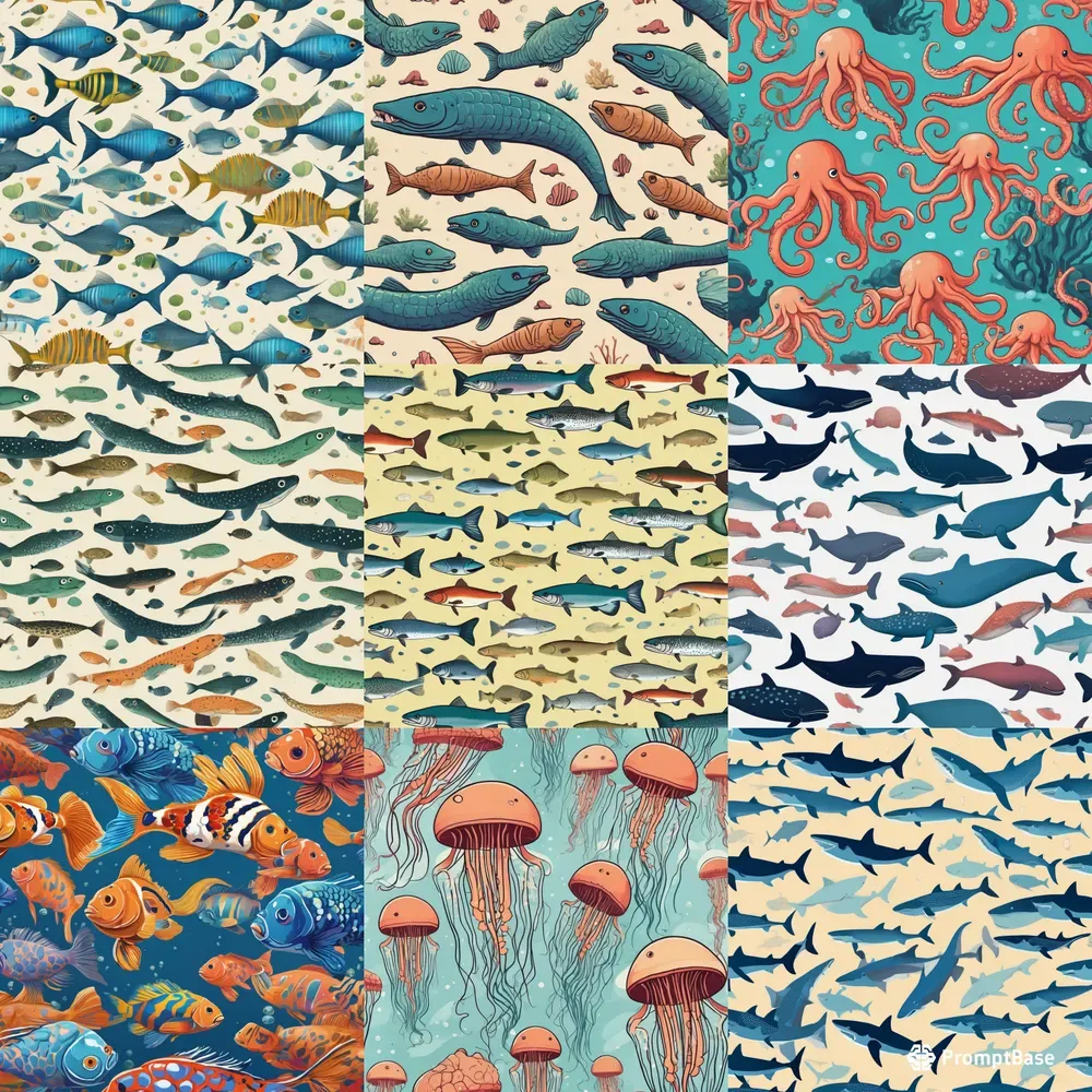 Under The Sea Creatures Patterns Stable Diffusion Prompt | PromptBase