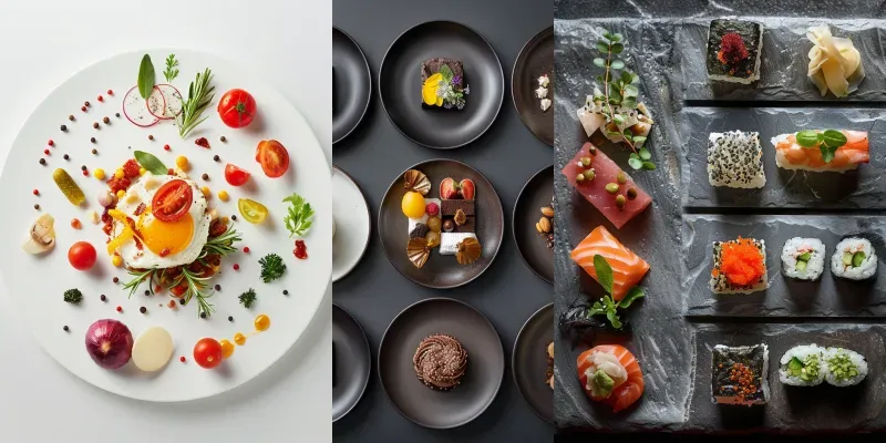 Modern Foods In Modern Presentations Midjourney Prompt | PromptBase