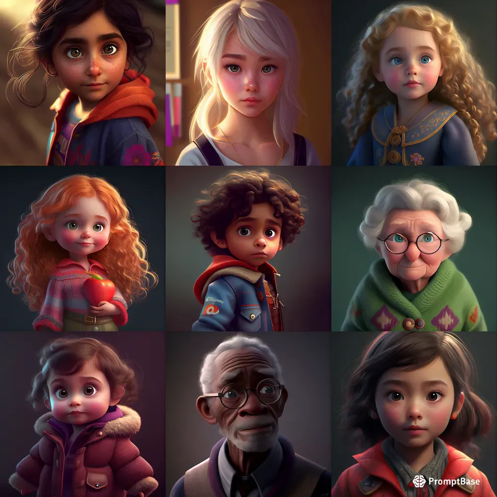Pixar Portraits Midjourney Prompt | PromptBase