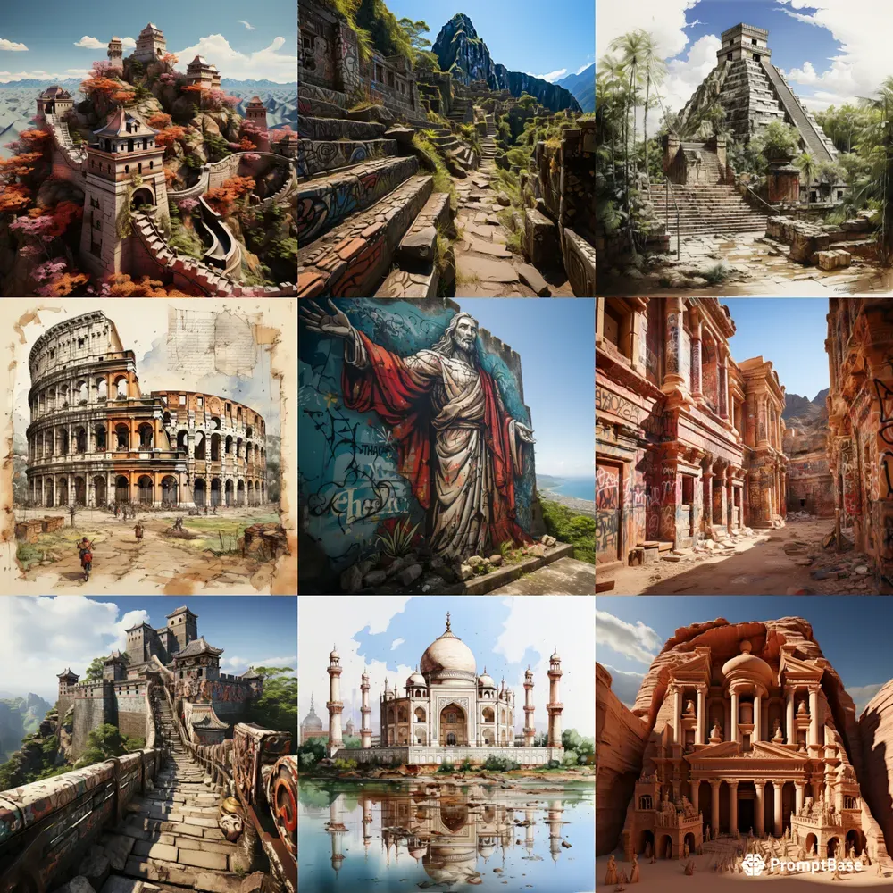 The 7 Wonders Of The Modern Worlds Midjourney Prompt | PromptBase