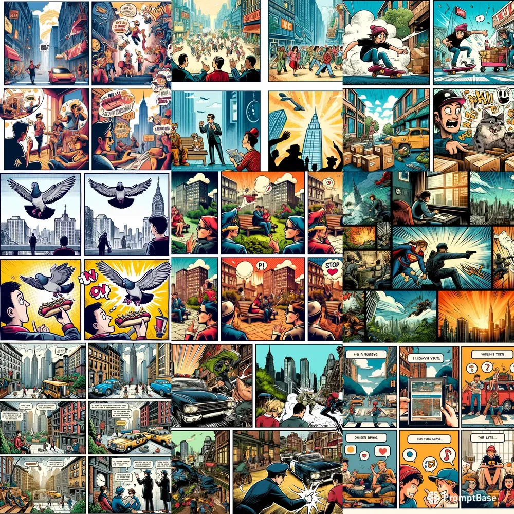 Dynamic Comic Strip Style DALL·E Prompt | PromptBase