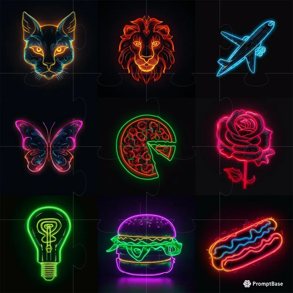 Neon Logos Midjourney Prompt | PromptBase