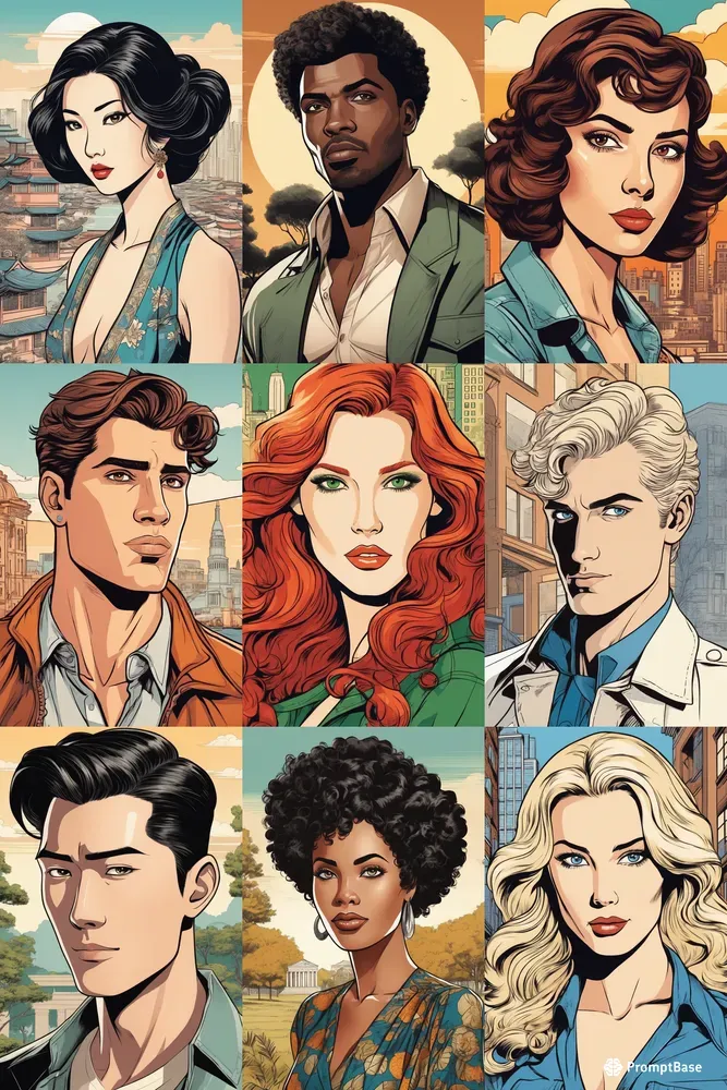 Comic Book Portrait Illustrations Stable Diffusion Prompt | PromptBase