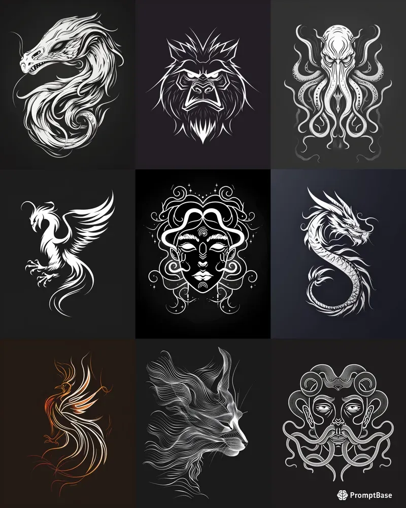 Mythical Creature Logos Midjourney Prompt | PromptBase