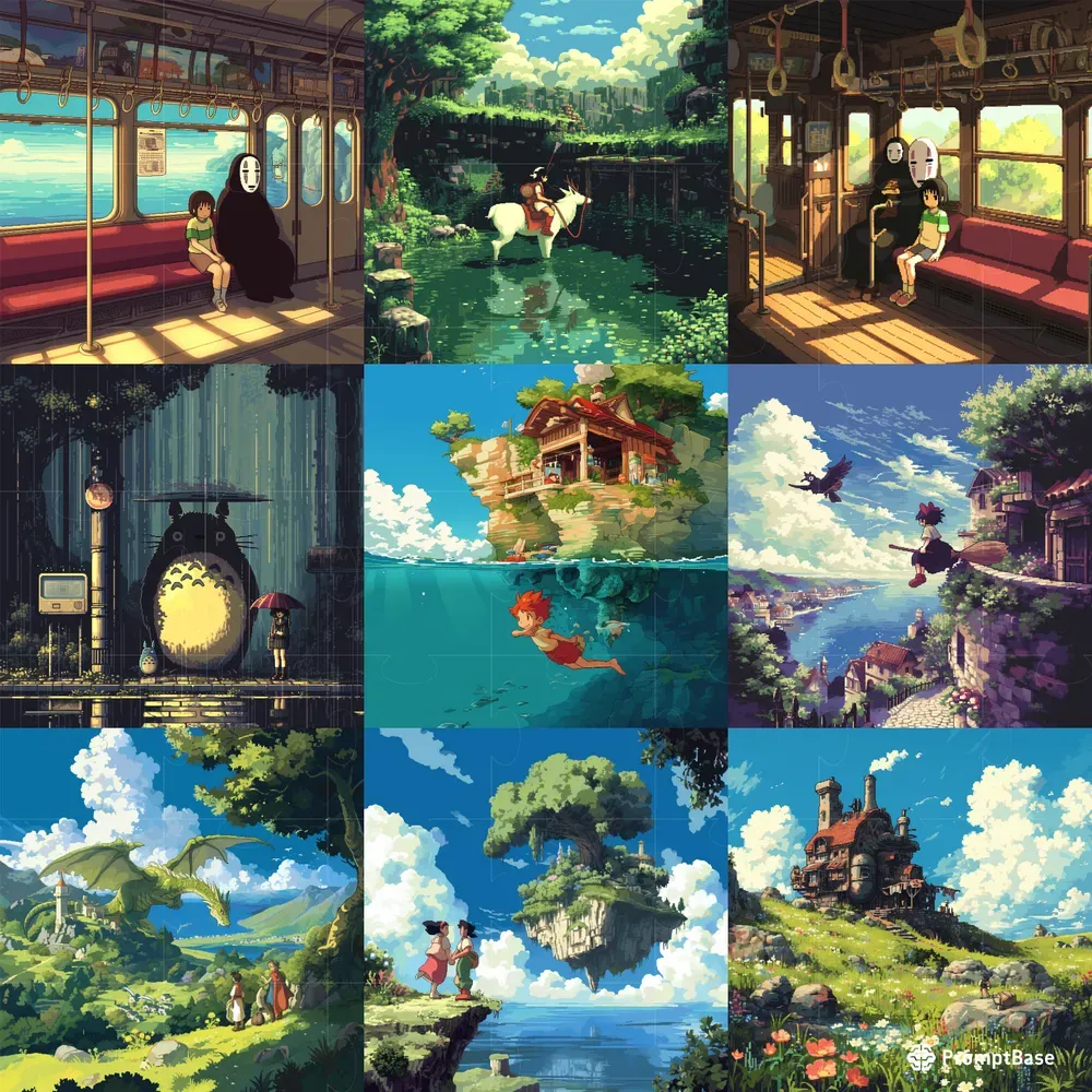 8bit Pixel Ghibli Scenes Midjourney Prompt | PromptBase