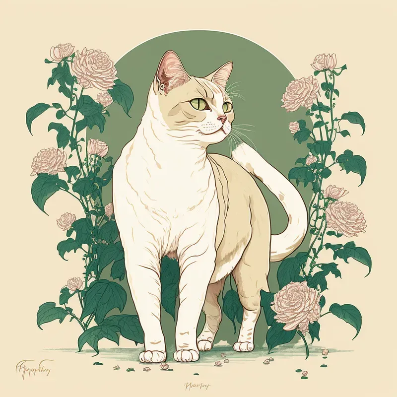 Floral Cats Portraits Midjourney Prompt Promptbase