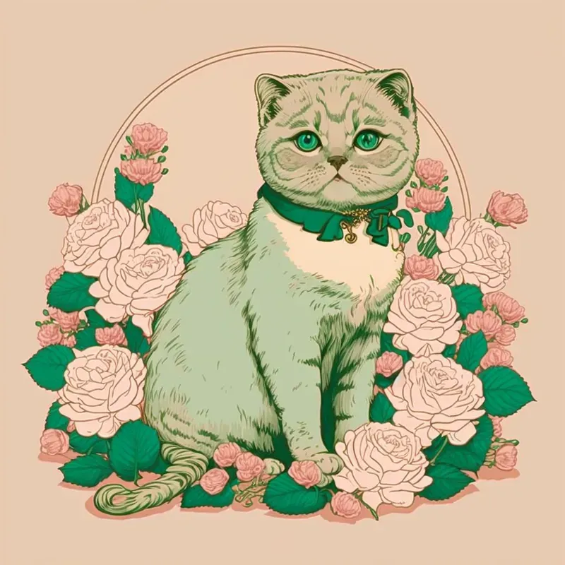 Floral Cats Portraits Midjourney Prompt Promptbase