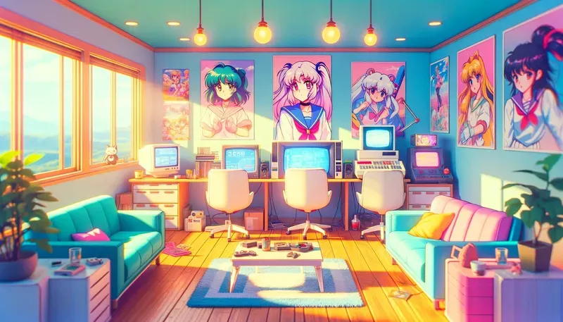 80s Retro Anime Backgrounds DALL·E Prompt | PromptBase