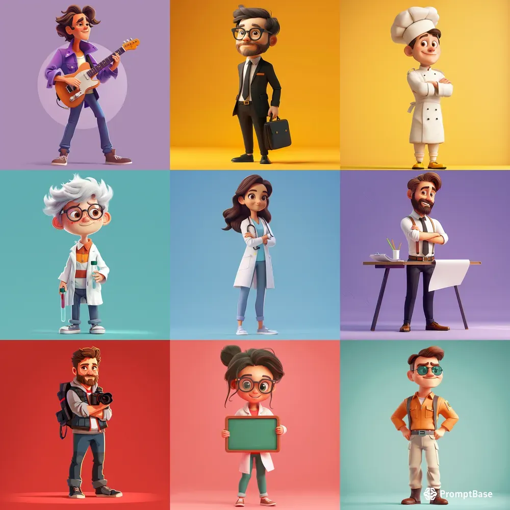 Portraits Cartoons Modern Professionals Midjourney Prompt | PromptBase
