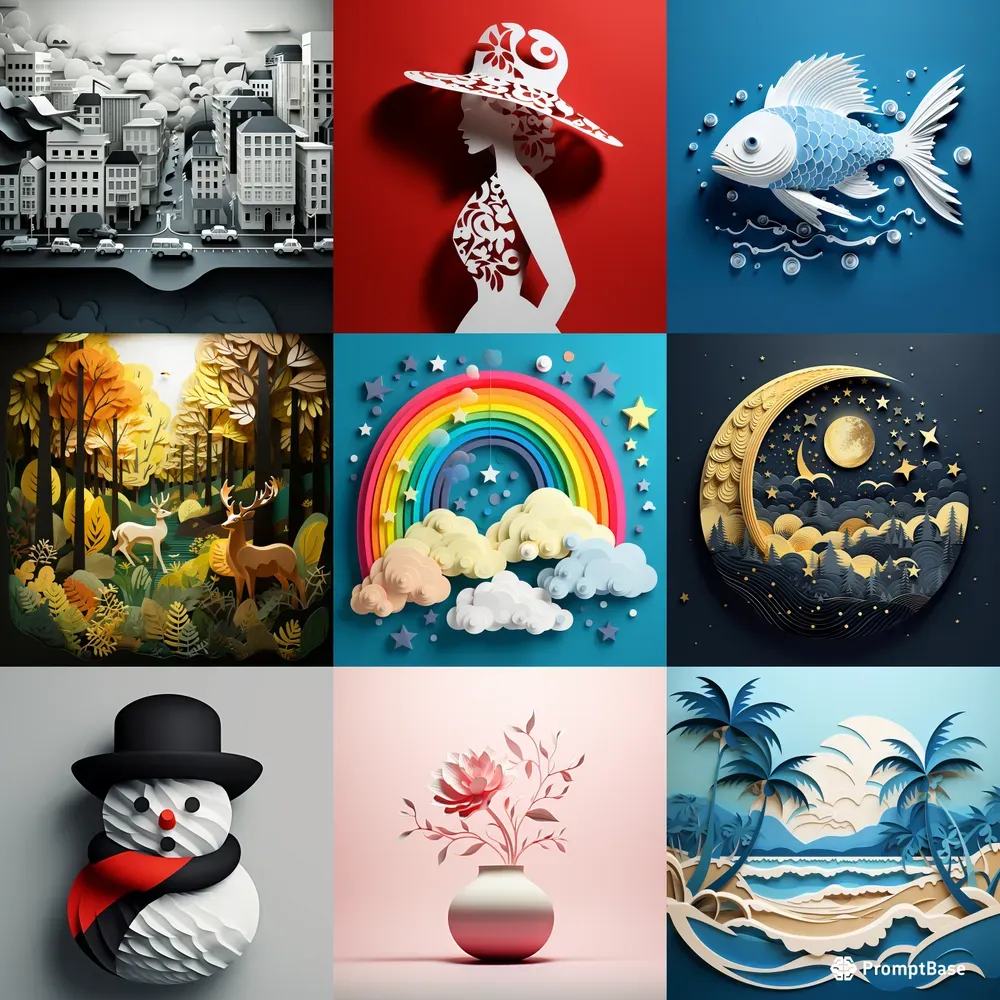 Papercut Digital Technique Style Midjourney Prompt | PromptBase