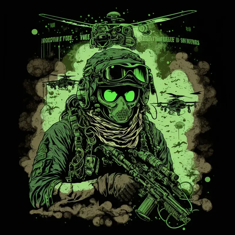 Night Vision Style Military Tshirt Designs Midjourney Prompt | PromptBase
